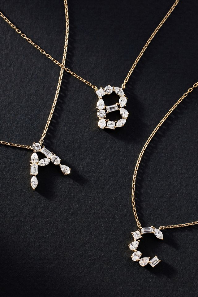 Yellow Gold Diamond Monogram Necklace | Anthropologie