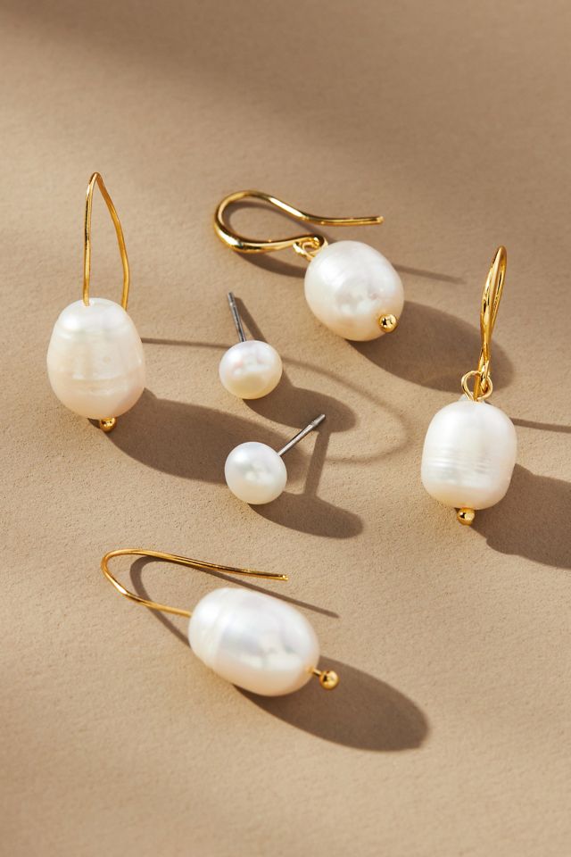 Prairie Pearl Earrings, Set of Three | Anthropologie