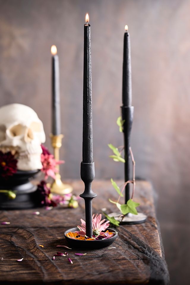 Textured Black Taper Candles, Set of 2 | AnthroLiving