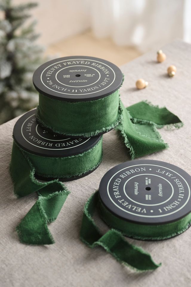 Antiqued Frayed Velvet Ribbon | Terrain