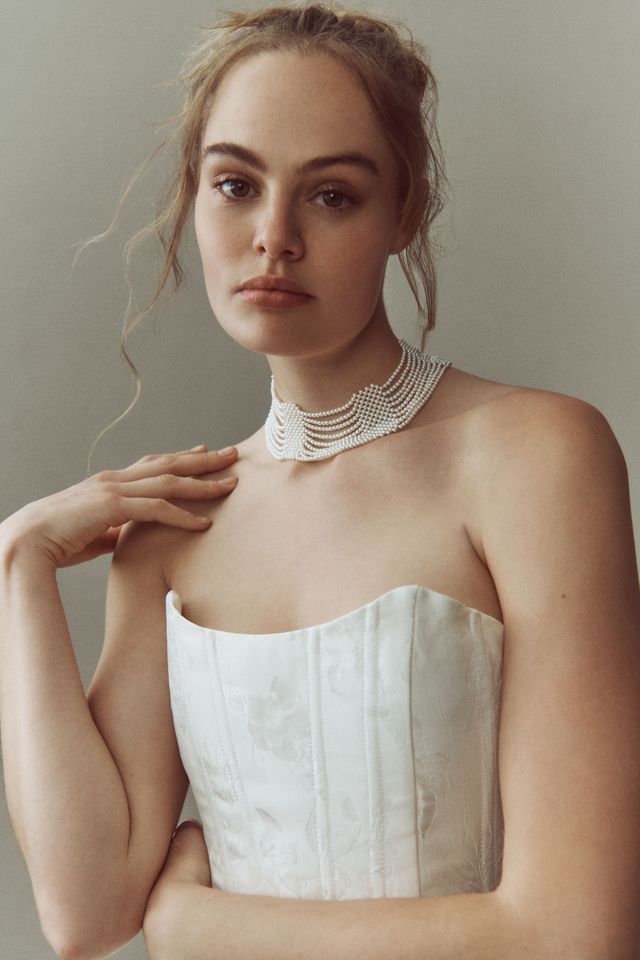 V Chapman Ginny Strapless Corset Lace Mini Dress Anthropologie