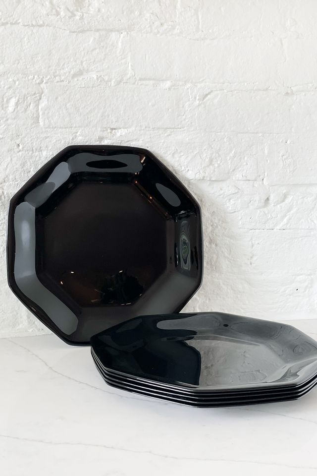 Old Flame Candle Co. Vintage Black Octagonal Dinner Plates | AnthroLiving