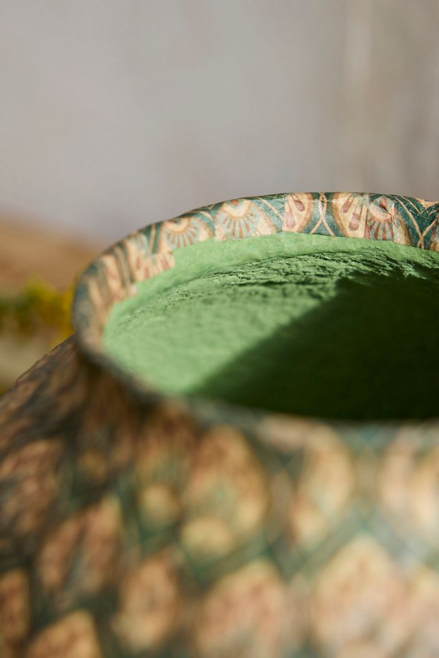 Patterned Papier Mache Vase, Round | Terrain