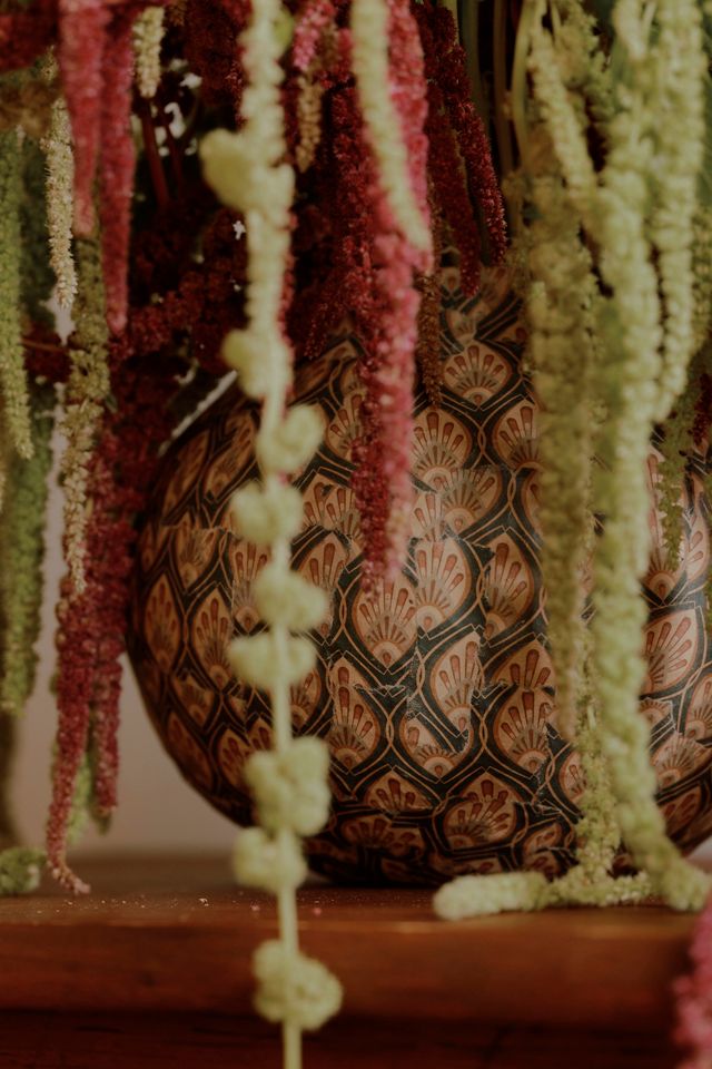 Patterned Papier Mache Vase, Round | Terrain