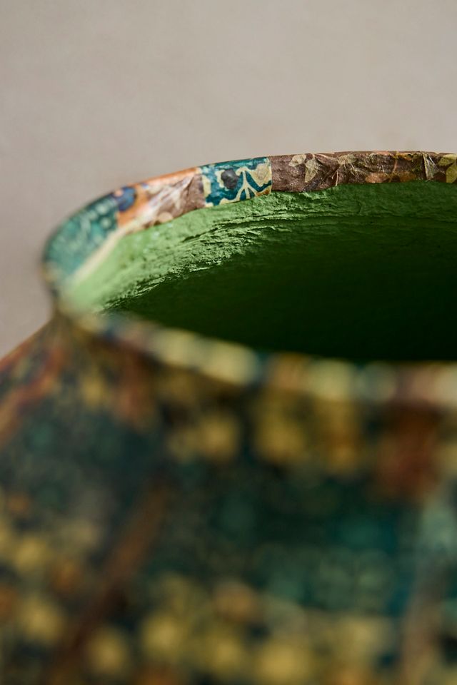 Patterned Papier Mache Vase, Round | Terrain