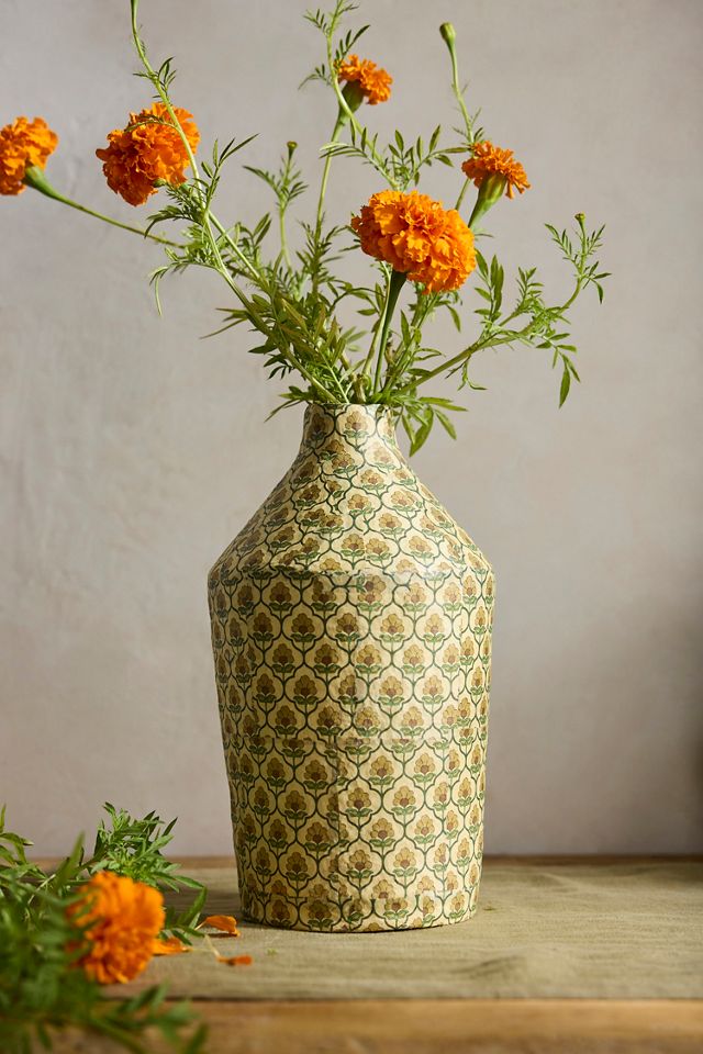 Patterned Papier Mache Vase, Tall | AnthroLiving