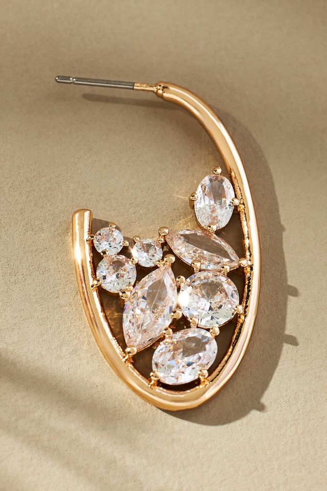 Inner Crystal Hoop Earrings | Anthropologie