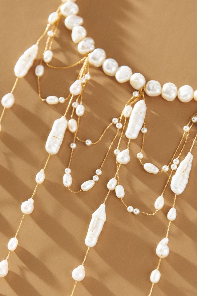 Waterfall Pearl Choker Necklace | Anthropologie