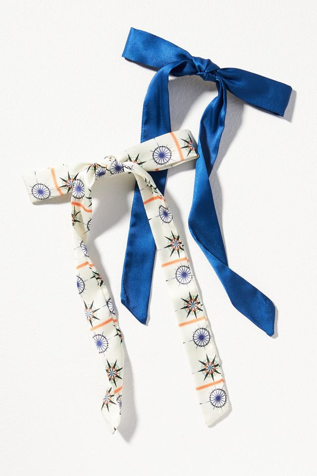 Compass-Print Hair Bows, Set of 2 | Anthropologie