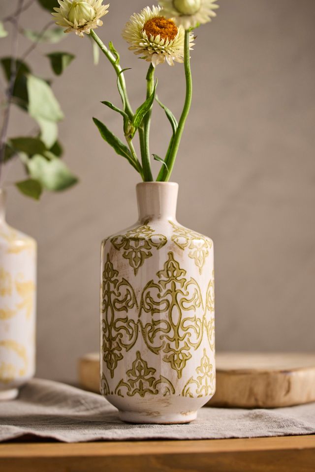 Distressed Patterned Vase, Tall | Anthropologie
