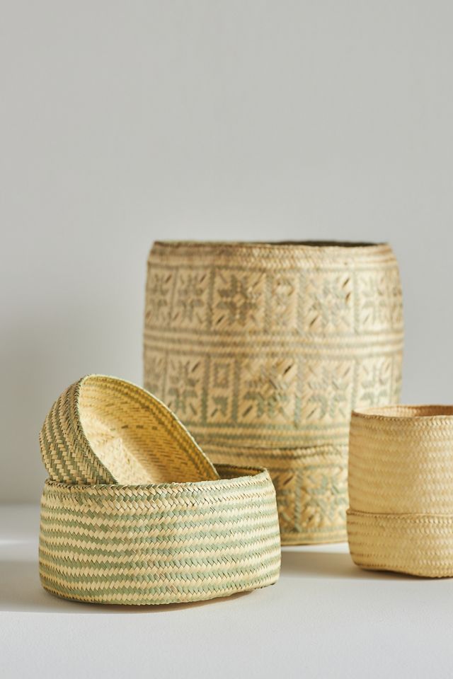 Delilah Woven Palm Baskets, Set of 5 | AnthroLiving