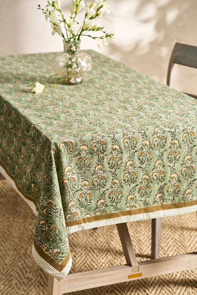 Calla Cotton Tablecloth, Sage | AnthroLiving