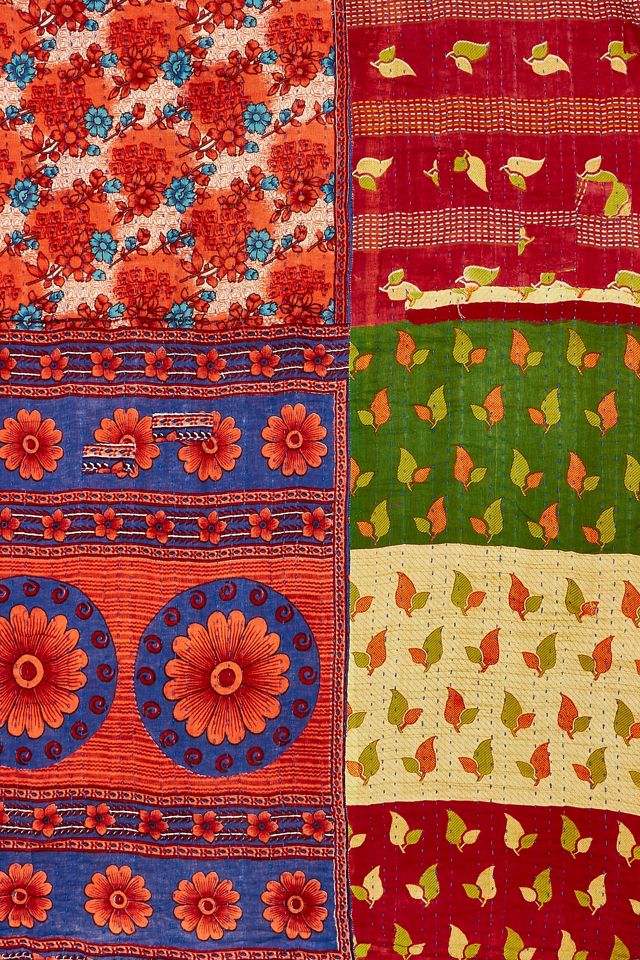 Anchal Queen Vintage Kantha Quilt No. Q240109 | AnthroLiving