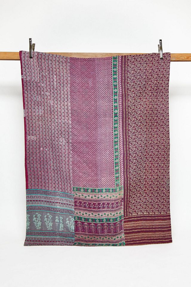 Anchal Twin Vintage Kantha Quilt No. T240114 | AnthroLiving