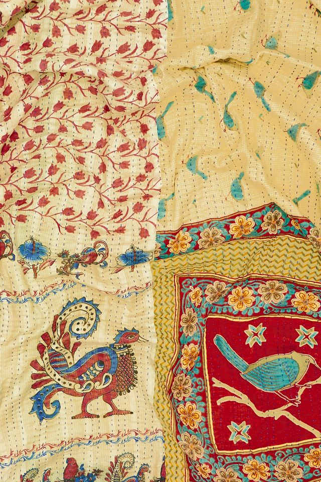 Anchal Queen Vintage Kantha Quilt No. Q240105 | AnthroLiving