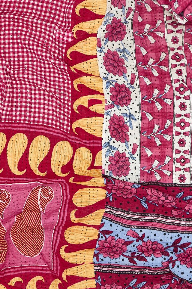 Anchal Queen Vintage Kantha Quilt No. Q240111 | AnthroLiving