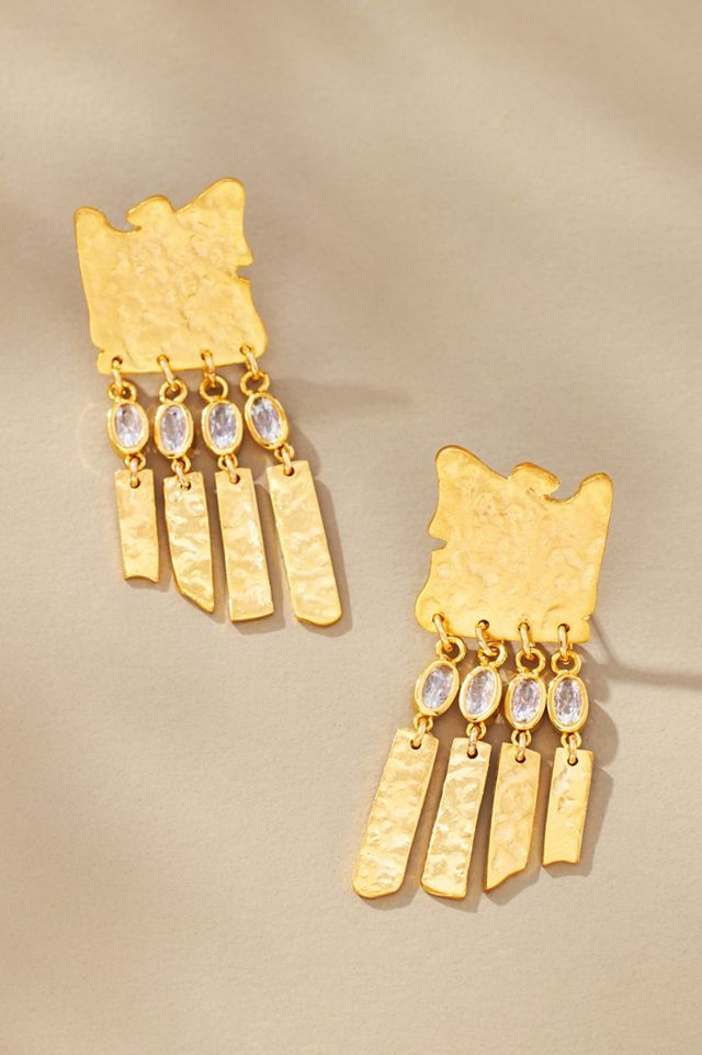 Hammered Angular Drop Earrings | Anthropologie