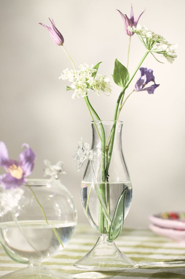 Ivie 3D Floral Clear Glass Bud Vase | AnthroHome