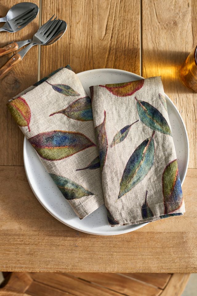 Fall Foliage Linen Napkins, Set of 2 | AnthroLiving