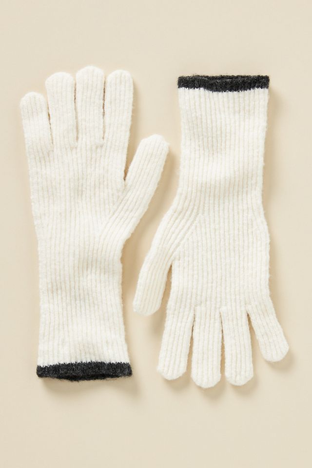 By Anthropologie Knit Colorblock Ribbed Gloves | Anthropologie