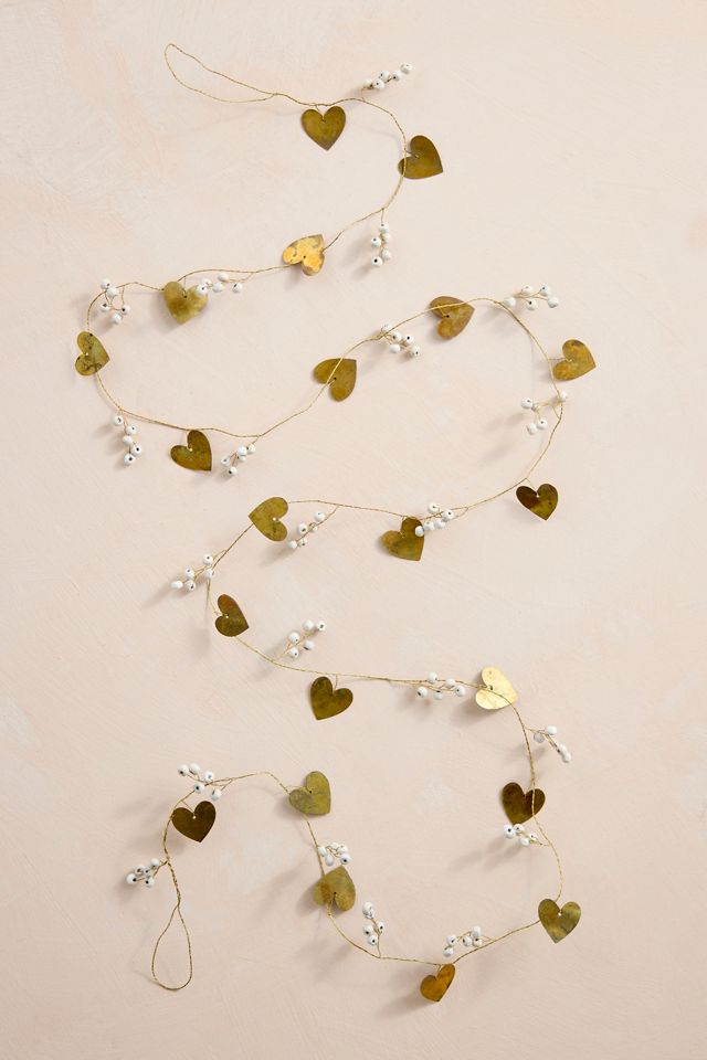 Brass Heart + Bead Garland | AnthroLiving