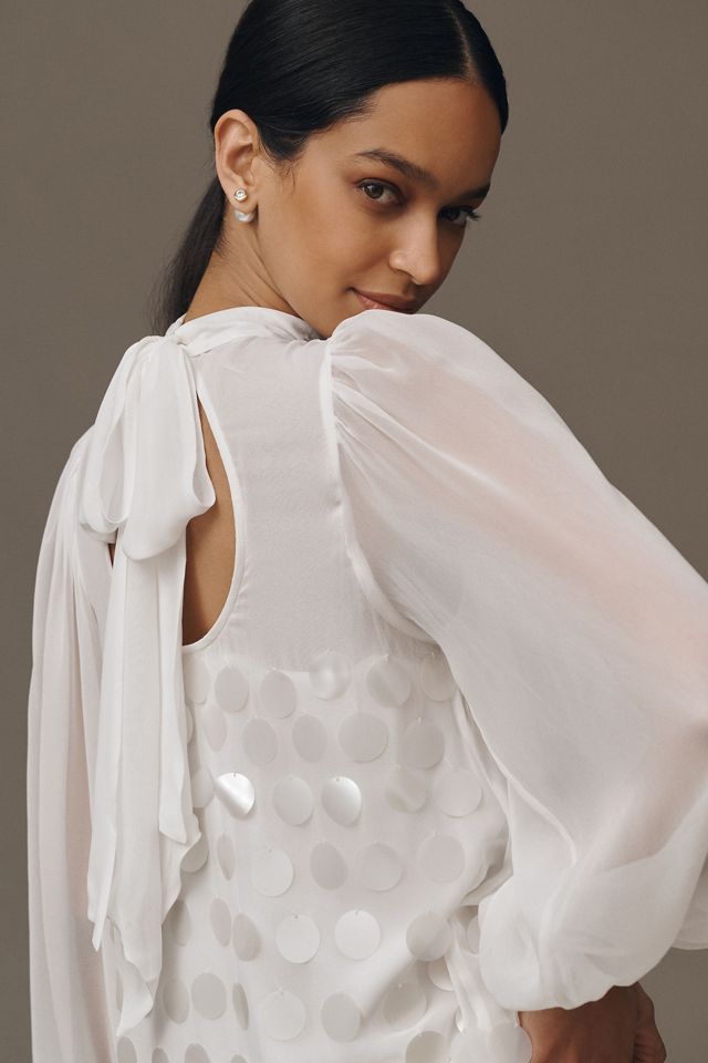 Bhldn High Neck Sequin Paillette Mini Dress Anthropologie