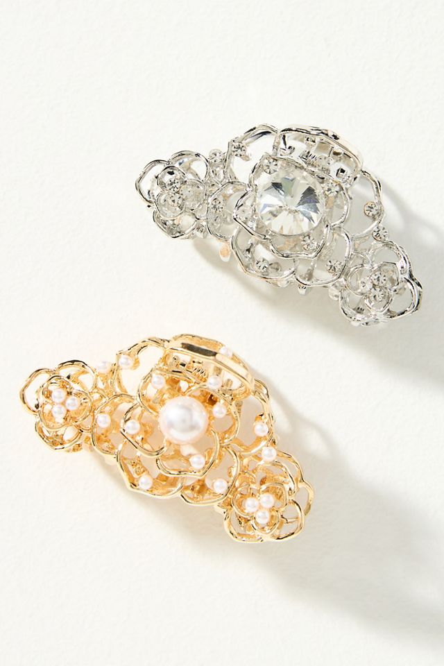 Mini Crystal Claw Hair Clips, Set of 2 | Anthropologie