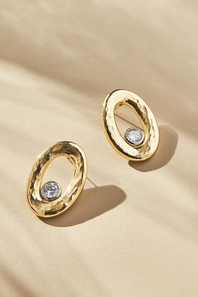 Oval Crystal Post Earrings | Anthropologie