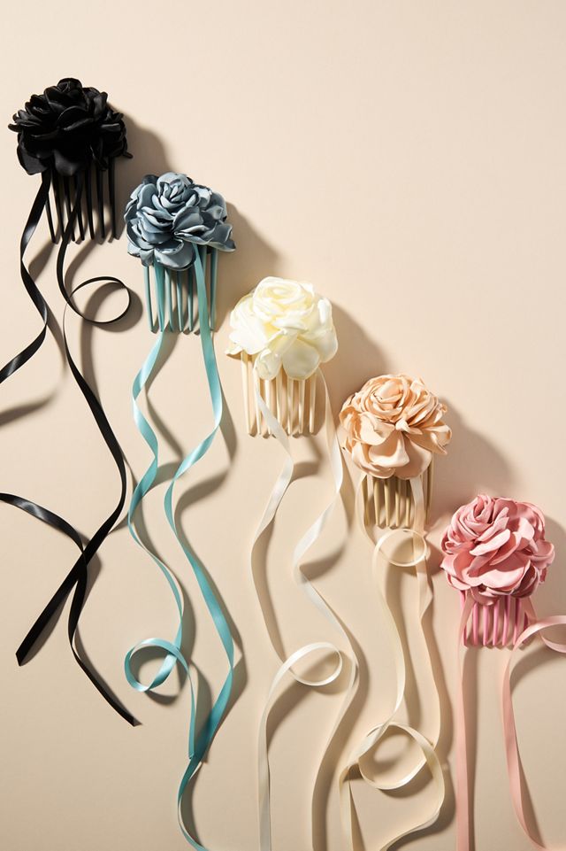 Satin Rose Tie Hair Comb | Anthropologie