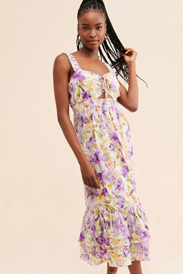 Adelyn Rae Kathleena Eyelet Midi Dress | Anthropologie