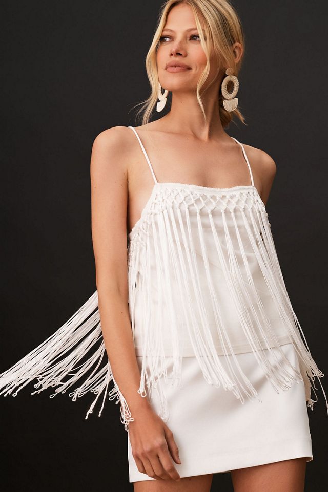 Fringe Straight Neck Cami | Anthropologie
