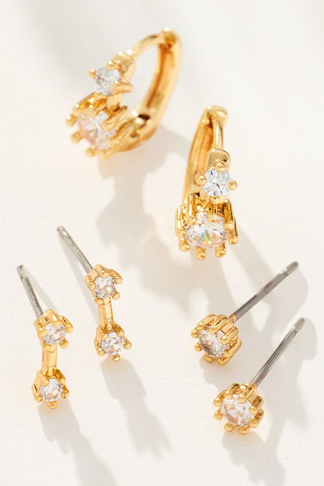 Mini Crystal Post Earrings Set of 3