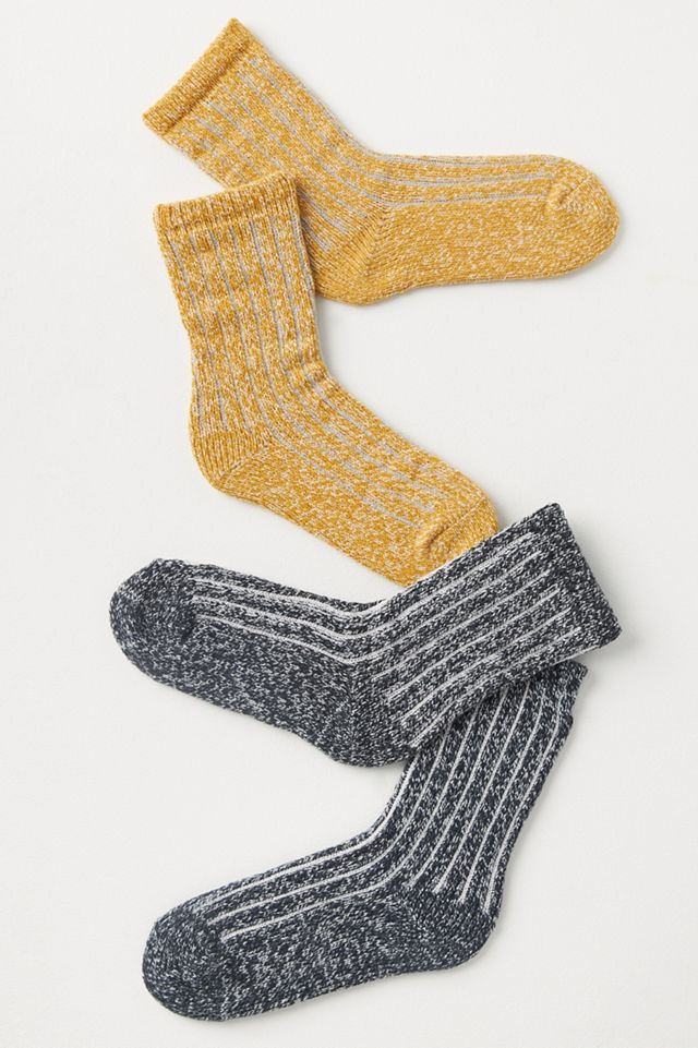 Lemon Ribbed Marled Socks, Set of 2 | Anthropologie