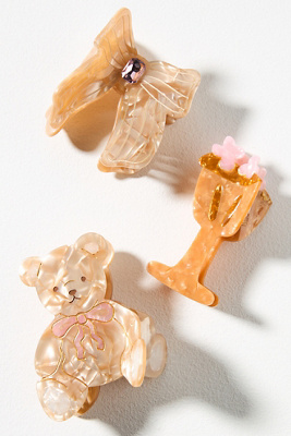 Frasier Sterling Teddy Bear Hair Claw Clips, Set of 3 | Anthropologie