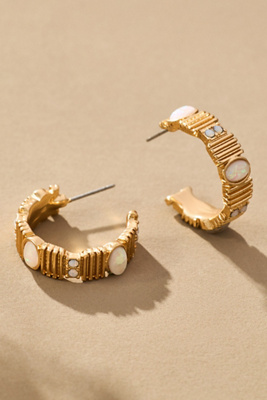 Opal Ribbed Hoop Earrings | Anthropologie