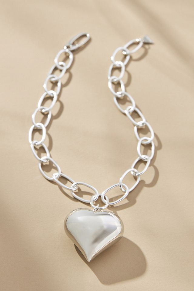Large Solid Heart Charm Link Necklace | Anthropologie