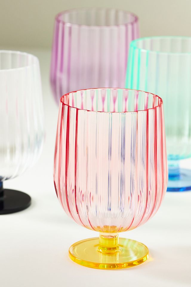 Raquel Scallop Acrylic Goblet Wine Glasses, Set of 4 | AnthroHome