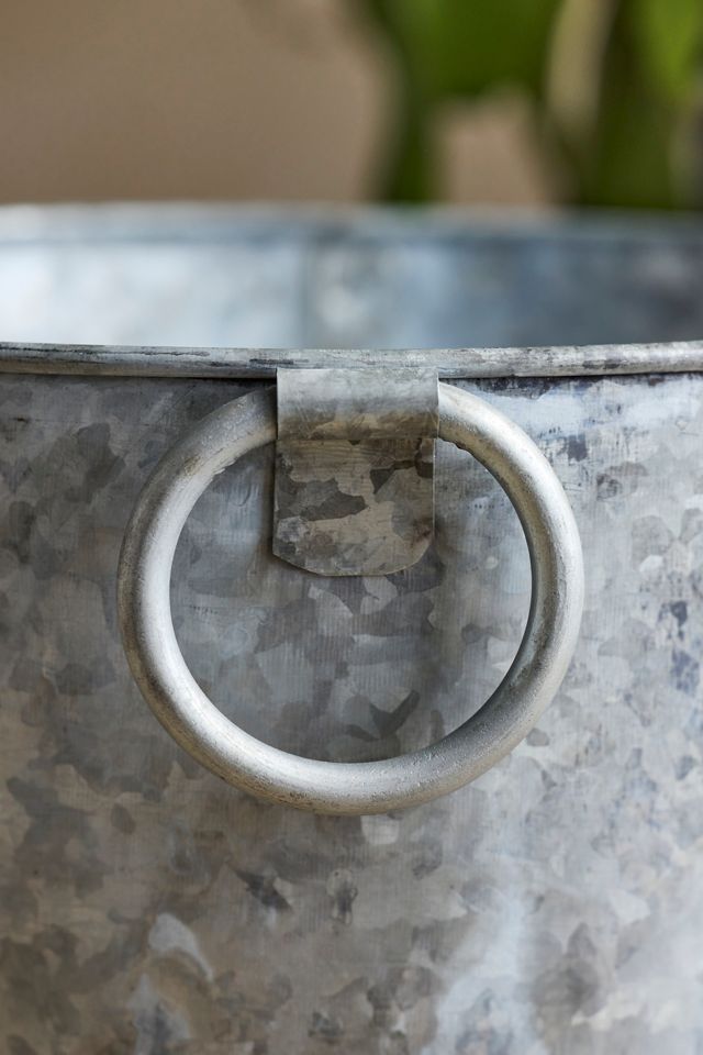 Ring Handle Galvanized Urn | AnthroHome