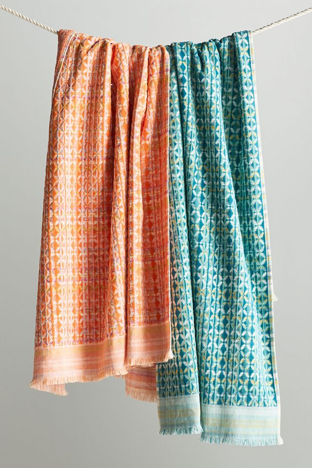 Emira Cotton Fringed Beach Towel | AnthroHome