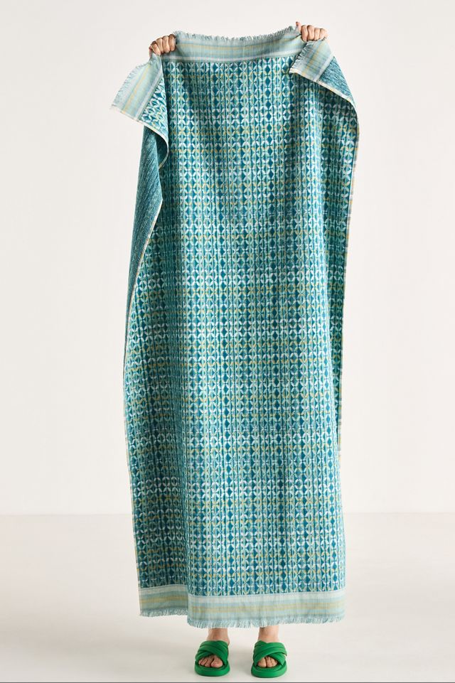 Emira Cotton Fringed Beach Towel | AnthroHome