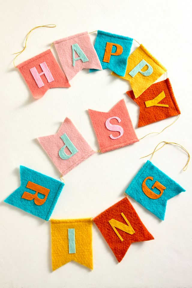 Happy Spring Felt Garland | Anthropologie