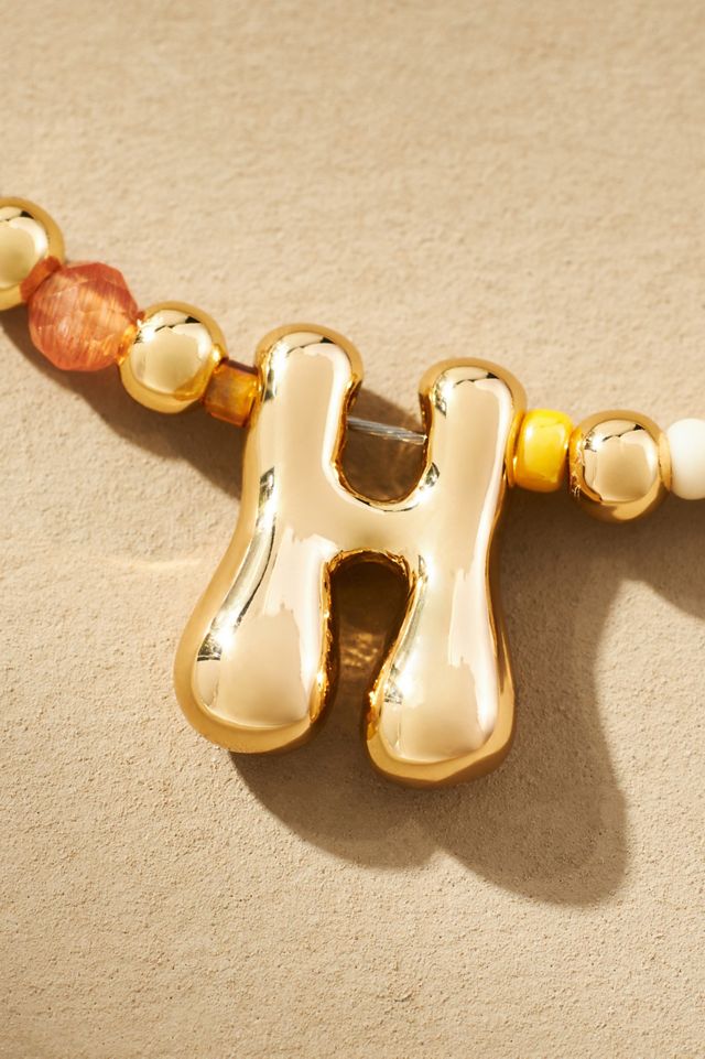 Beaded Bubble Letter Monogram Necklace | Anthropologie