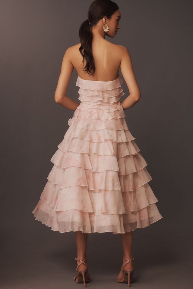 Bhldn Strapless Midi Ruffle Dress Anthropologie