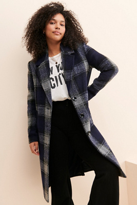 Bernardo Fuzzy Plaid Overcoat | Anthropologie