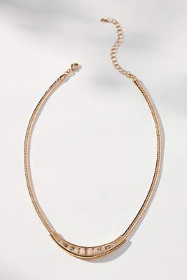 Crystal Ribbed Snake Chain Collar Necklace | Anthropologie UK