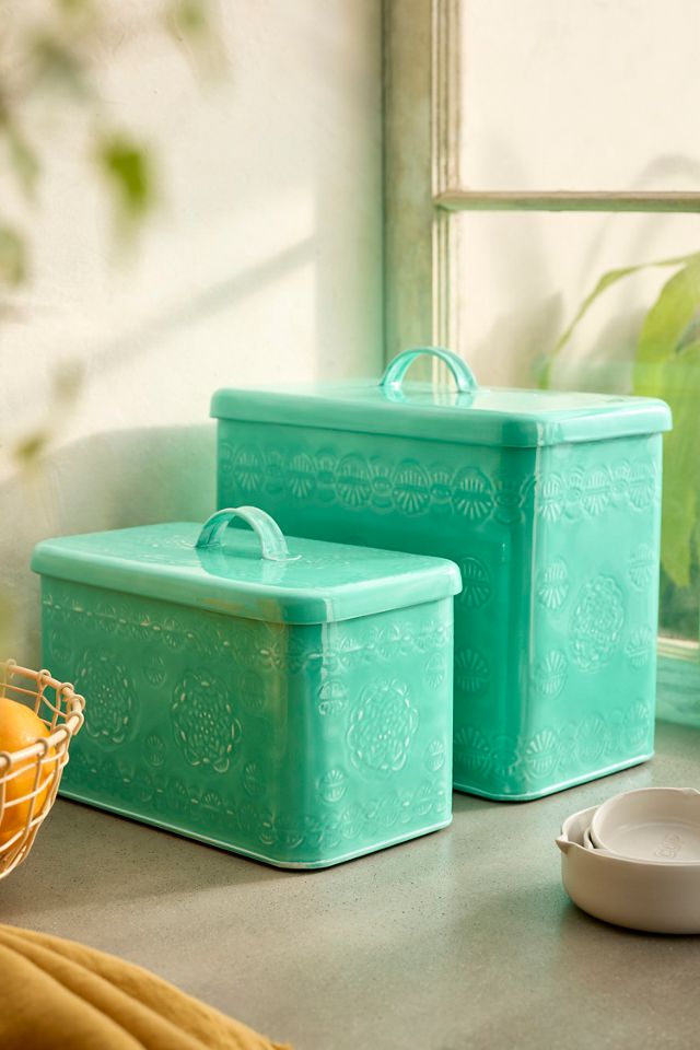 Patterned Enamel Kitchen Storage Canister, Large | AnthroHome