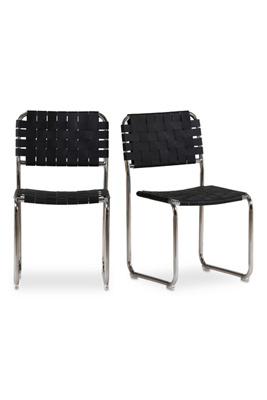 Moma Stainless Steel Woven Leather Dining Chairs, Set of 2 | Anthropologie