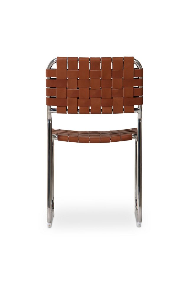 Moma Stainless Steel Woven Leather Dining Chairs, Set of 2 | AnthroLiving