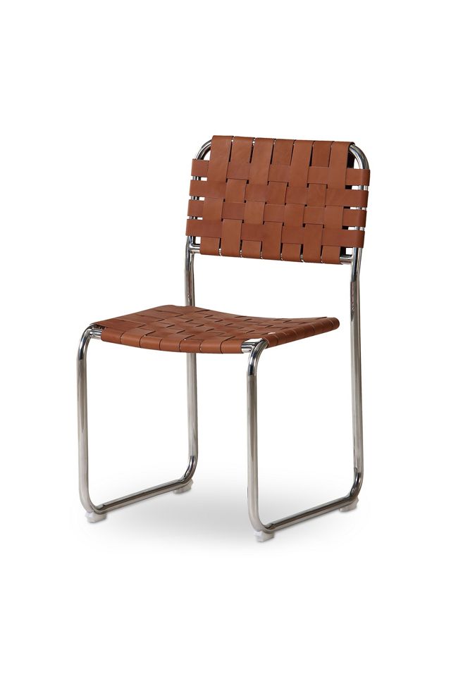 Moma Stainless Steel Woven Leather Dining Chairs, Set of 2 | AnthroLiving
