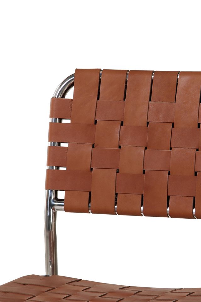 Moma Stainless Steel Woven Leather Dining Chairs, Set of 2 | AnthroLiving